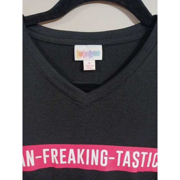 LuLaRoe | Tops | Nwt Lularoe Devin Black Fanfreakingtastic Tshirt Vneck Size Small | Poshmark